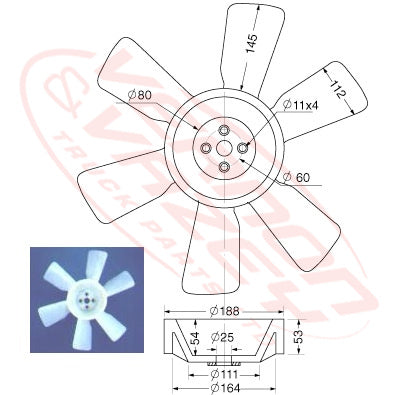 MITSUBISHI 6D14/6D15 - FAN BLADE - 6 BLADE - 480mm – Vernon and Vazey ...